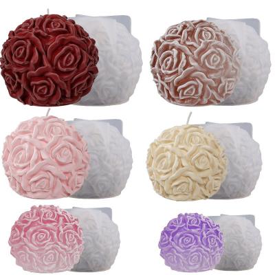 China DIY round multi specification crystal dropper resin rose ball candle sphere table silicone mold for sale