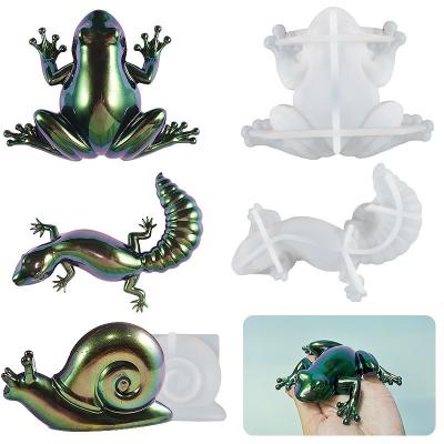 China DIY Crystal Dropping Gel Easter Frog Lizard Snail Small Animal Ornament Silicone Mold for sale