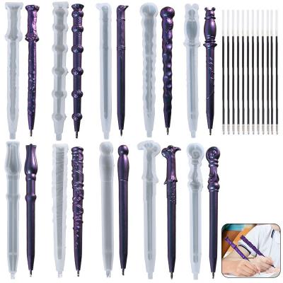 China DIY crystal dropper mold irregular magic wand ballpoint pen silicone mold for sale
