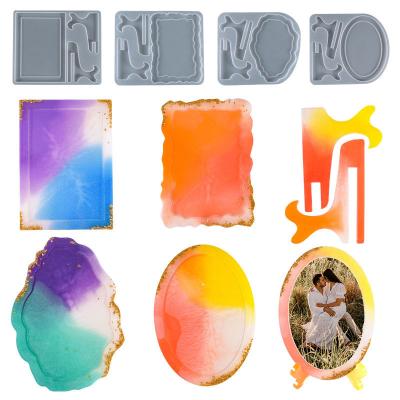 China DIY Crystal Dropping Resin Mold, Rectangular and Elliptical Wave Photo Frame Platform, Silicone Mold Wholesale for sale