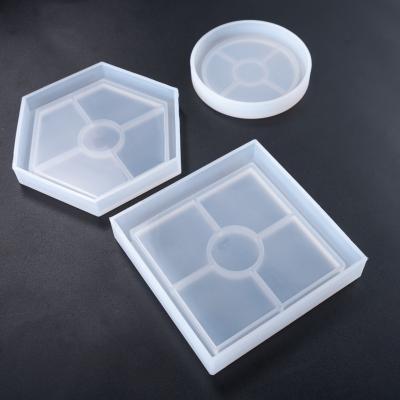 China DIY Crystal Dropping Glue Handmade Jewelry Round Square Hexagonal Coaster Silicone Mold Easter for sale