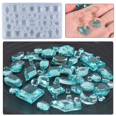 China Mini Full Version Diamond Earnail Eardrop Rubber Mold Love Geometry Water Drop Moon Five Star Pendant Silicone Mold for sale