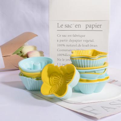 China Thickened round heart-shaped silicone egg tarts, Mafen cups, high-temperature resistant cake pudding cups for sale