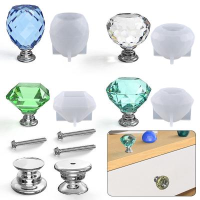 China DIY crystal dropper resin mold, sectional polygonal drawer handle accessories, silicone mold for sale