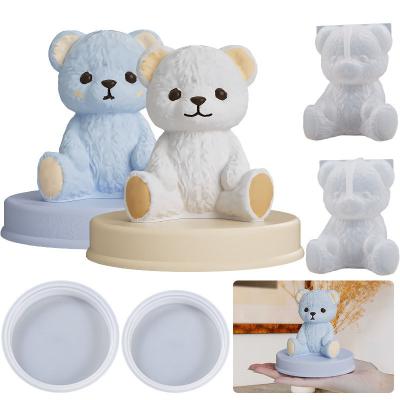 China DIY crystal dropper 3D teddy bear with smiling face, sitting bear, setting table, cold drink, ice bear, silicone mold for sale