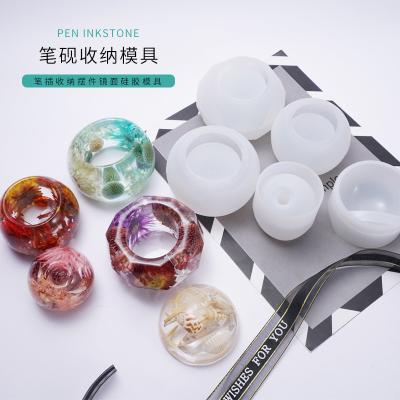 China DIY Crystal Dropping Gel Mold Pen Inkstone Storage Pen Insertion Pendulum Decorative Creative Silicone Mold for sale