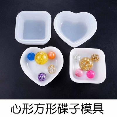 China Crystal dropper DIY heart-shaped square silicone dish decoration mold Crystal dropper container mold for sale
