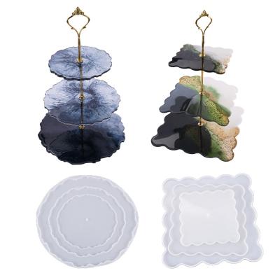 China DIY crystal dropper mold, three-layer tray decoration set, display rack, coaster, tableware, silicone mold for sale