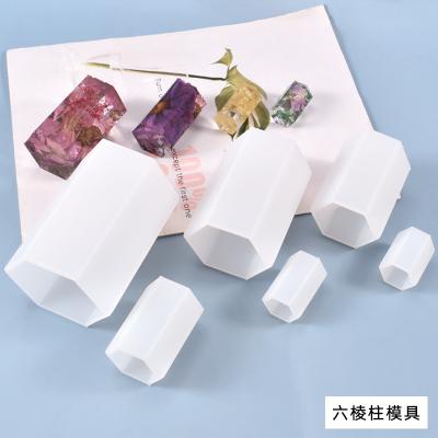 China DIY crystal dropper mold, geometric hexagonal prism ornament, hexagonal prism, candle, silicone mold for sale