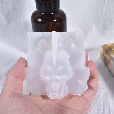 China DIY crystal dropper mold, three-dimensional nine tailed fox platform decoration, silicone mold, spot wholesale for sale