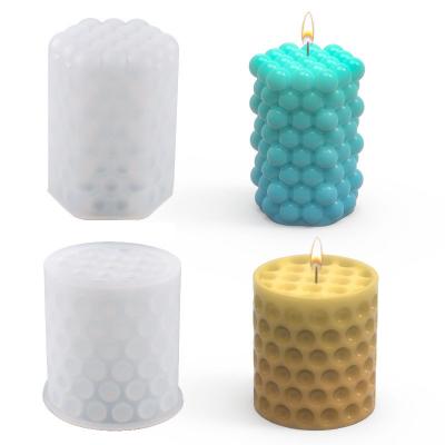 China DIY crystal dropper resin grinding tool, wave point cylindrical hexagonal candle holder, silicone mold for sale