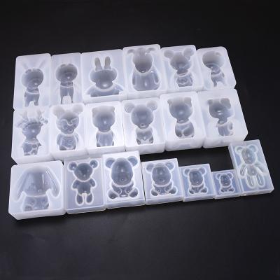 China DIY crystal dropper mold semi three-dimensional violent bear sleep baby drooping ear rabbit collection silicone touch tool for sale