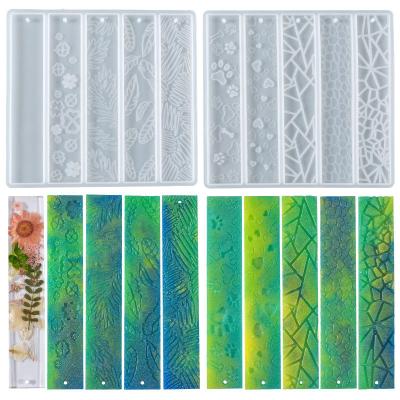 China DIY Crystal Dropping Resin Grinding Leaf Cat Claw Love Flower Rectangular Full Page Bookmark Silicone Mold for sale
