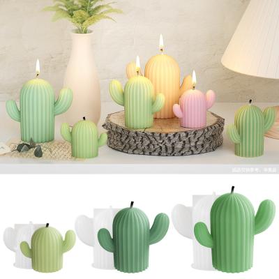 China Large, medium, and small drop glue cactus potted plant ornament grinding DIY candle aromatherapy gypsum silicone mold for sale