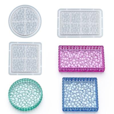 China DIY Crystal Drip Glue Aromatherapy Gypsum Grinding Tool Round, Rectangular, Diamond Pattern Storage Box Silicone Mold for sale