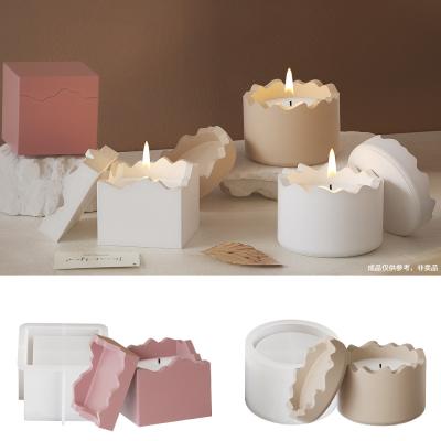 China Dropping resin square circular irregular splicing storage jar aromatherapy gypsum candle cup silicone mold for sale