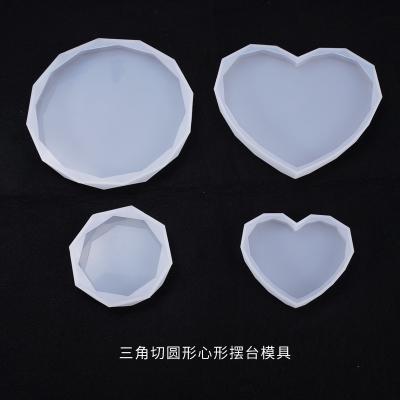 China DIY crystal dropper mold, heart-shaped cut surface, triangular cut circle, table, coaster, jewelry, silicone mold for sale