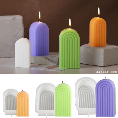 China DIY Large, Medium, Small, Stackable Striped Arch Candle Ornament Silicone Mold Aromatherapy Gypsum Jewelry Grinding Machine for sale
