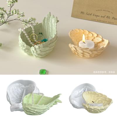 China Size Wing Storage Box Silicone Mold DIY Aromatherapy Gypsum Candle Cup Pendant Dropping Mold for sale