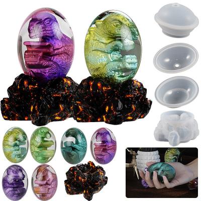 China DIY crystal dropper egg shaped dragon egg baby flame rock night light base mirror silicone mold for sale