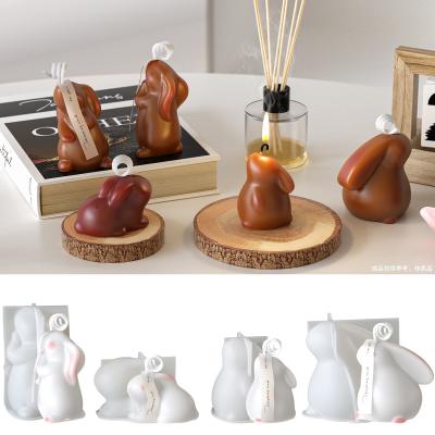 China Easter 3D 3D Rabbit Ornament Silicone Mold DIY Aromatherapy Candle Gypsum Resin Grinding Machine for sale