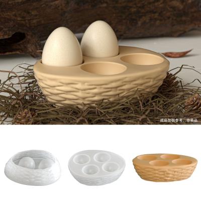 China Easter Weaving Four Grid Egg Tray Silicone Mold DIY Aromatherapy Egg Storage Box Gypsum Mold for sale