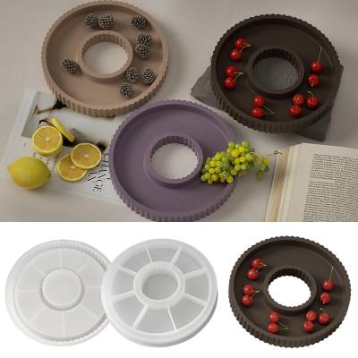 China DIY Glue Drop Mirror Stripe Storage Tray Cement Gypsum Hollow Tray Dish Silicone Mold for sale