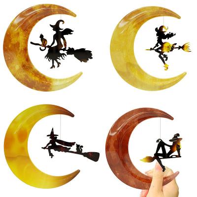 China Crystal Drip Glue Moon Witch Hanging Tool Halloween Riding Broom Witch Hanging Tag Silicone Mold for sale