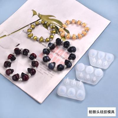 China DIY Crystal Dropping Gel Mold Pirate Civilian Gentleman Skull Head Bracelet Jewelry Silicone Mold for sale