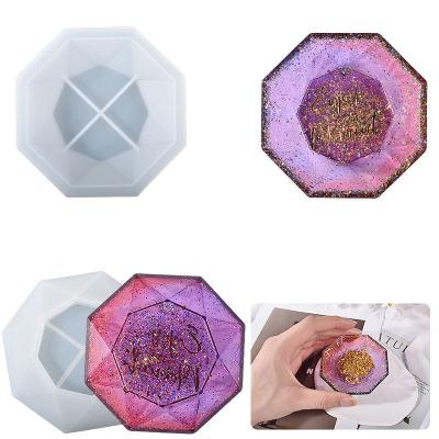 China DIY Glue Dish Mold Octagonal Cut Small Plate Multi sided Storage Box Storage Plate Silicone Mold for sale