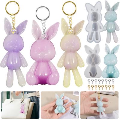 China DIY Drip Glue Mirror Seam Rabbit Keychain Pendant Cute Rabbit Sitting Rabbit Silicone Mold for sale