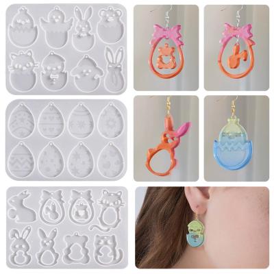 China Easter Glue Small Animal Series Earrings Silicone Mold Easter Egg White Rabbit Chick Cat Pendant Hanging for sale
