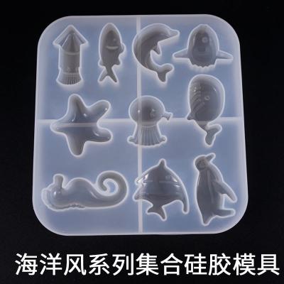 China Crystal Drip Glue Mold DIY Jewelry Ocean Wind Series Creative Sea Star Penguin Multiple Collection Silicone Mold for sale