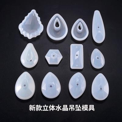 China DIY crystal dropper silicone mold new 3D crystal pendant with hole 3D pendant mold for sale