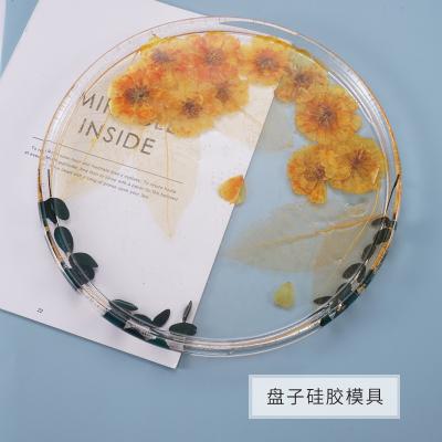 China DIY crystal dropper mold, large circular mirror plate, curved dish, coaster, silicone mold for sale