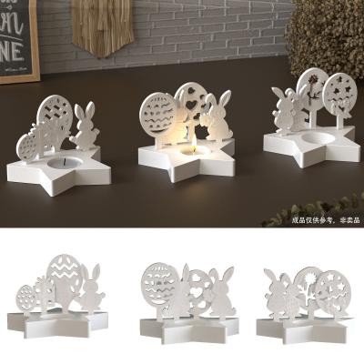 China New Easter pentagram candle holder silicone mold DIY Easter egg rabbit gift plug board gypsum mold for sale