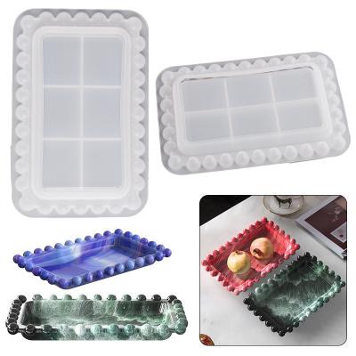 China DIY Yumei Crystal Dropping Gel Mold Rectangular Bead Edge Storage Plate Jewelry Dish Silicone Mold for sale