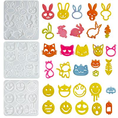 China DIY Crystal Drop Gel Emoji Pack Easter Animal Bunny Fruit Earrings Pendant Silicone Mold for sale