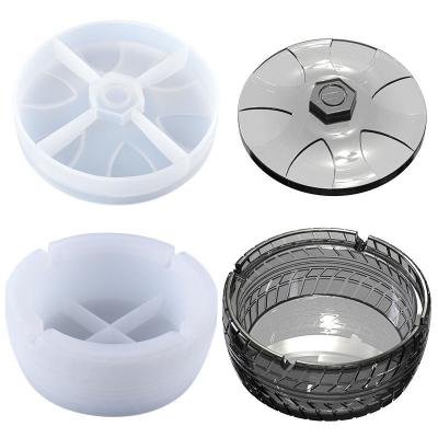 China DIY Crystal Drip Rubber Tire Storage Box Mold, Car Tire Pattern, Circular Ashtray, Silicone Mold for sale