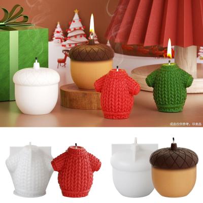 China DIY crystal dropper resin gypsum three-dimensional woolen sweater hazelnut fruit candle ornament silicone mold for sale