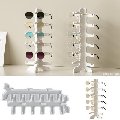 China Multi Layer Glasses Holder Silicone Mold DIY Aromatherapy Gypsum Dropper Sunglasses Display Storage Rack Mold for sale