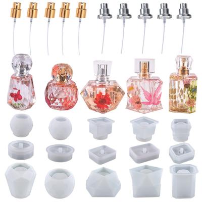 China Diy Crystal Glue Drop Small Perfume Bottle Mold Cut Diamond Perfume Spray Bottle Storage Silicone Mold for sale