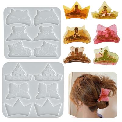 China DIY Crystal Drop Glue Cat Bear Crown Butterfly Hair Clip Hair Clip Shark Clip Jewelry Silicone Mold for sale