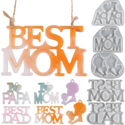 China DIY Dropper Resin Hanging Mill Father's And Mother's Day Gift Hanging Tag Parent-child Keychain Silicone Mold for sale