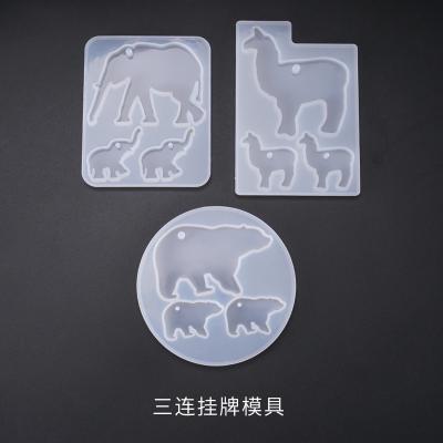 China DIY Crystal Dropping Glue Mold Hanging Mold Elephant Alpaca Polar Bear Triple Size Silicone Mold for sale