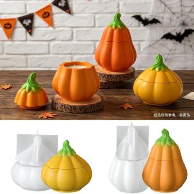 China Ins Pumpkin Storage Jar Silicone Mold DIY Capped Pumpkin Aromatherapy Candle Container Wansheng Storage Gypsum Mold for sale