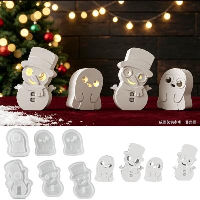 China DIY Cross Border Halloween Ghost Christmas Snowman Silhouette Night Light Aromatherapy Gypsum Silicone Mold for sale