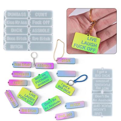 China Crystal Dropper DIY Resin Mold English Dirty Language Pendant Keychain Pendant Silicone Mold for sale