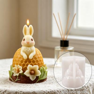China 3D Flower Honeycomb Rabbit Candle Silicone Mold Cross-border DIY Aromatherapy Gypsum Jewelry Decoration Mold for sale