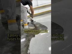 Colored quartz sand + transparent epoxy = epoxy colored sand floor paint.